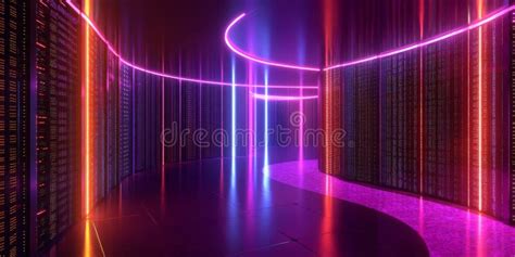 Futuristic Data Network Visualization In A Neon Lit Digital Environment With Big Data Concepts
