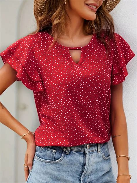 Polka Dot Ruffle Blouse Lavender Lane