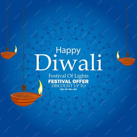 Diya 배경 벡터 일러스트와 함께 인도의 해피 디왈리 축제 프리미엄 벡터