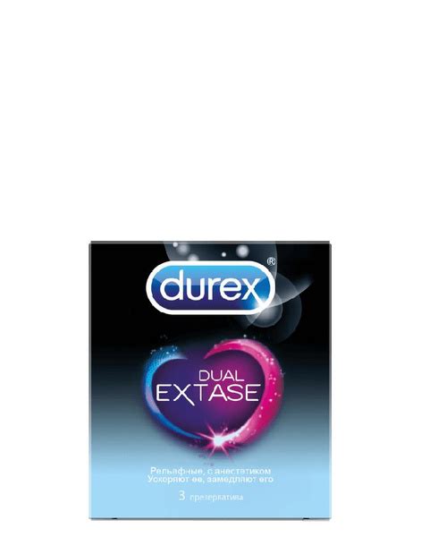 Презервативы Дюрекс Dual Extase, рельефные с анестетиком, 3 шт ...