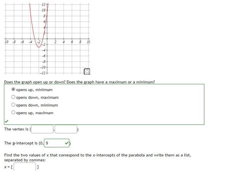 Solved Does The Graph Open Up Or Down Does The Graph Have A