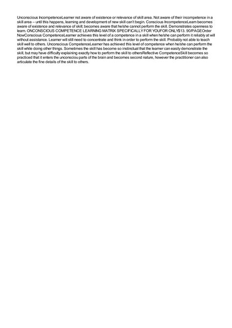 SOLUTION Conscious Competence Learning Matrix Studypool