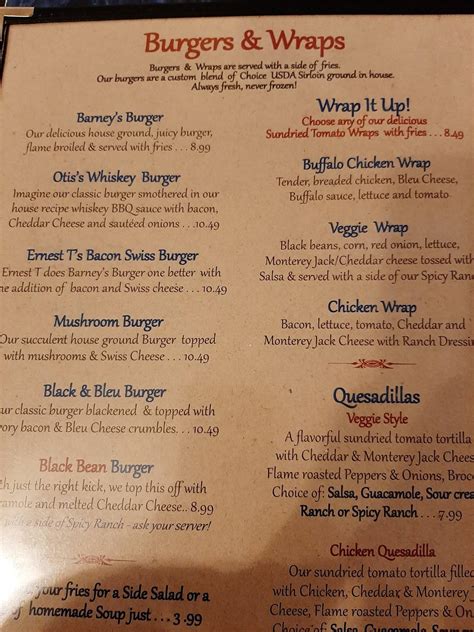 Menu At Mayberry Cafe Danville