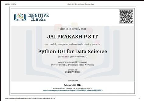 🚀 completed python course in data science 🐍💻 jai prakash posted on the topic linkedin