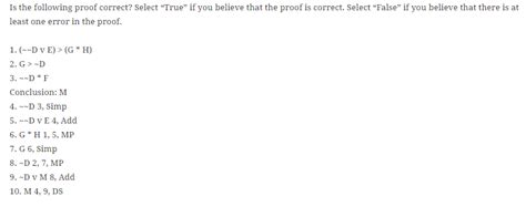 Solved Is The Following Proof Correct Select True If You