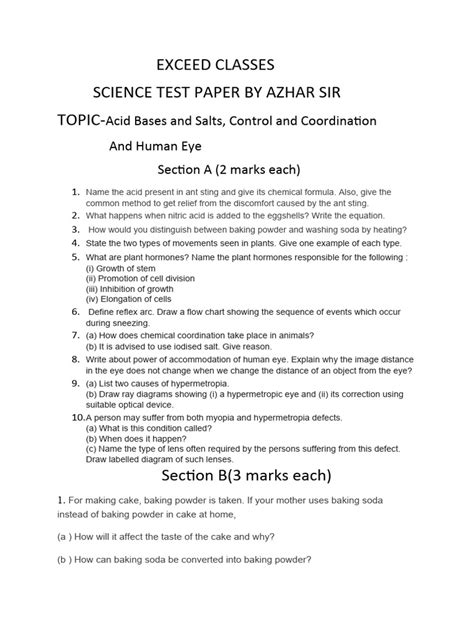 Cbse Science Chapter 2 7 11 Pdf Eye Sodium Bicarbonate