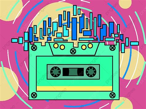 Ai悅動磁帶潮流插畫 插畫 矢量 裝飾圖案插畫素材，桌布背景免費下載 免版稅
