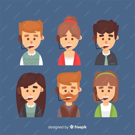 콜센터 아바타 팩 무료 벡터