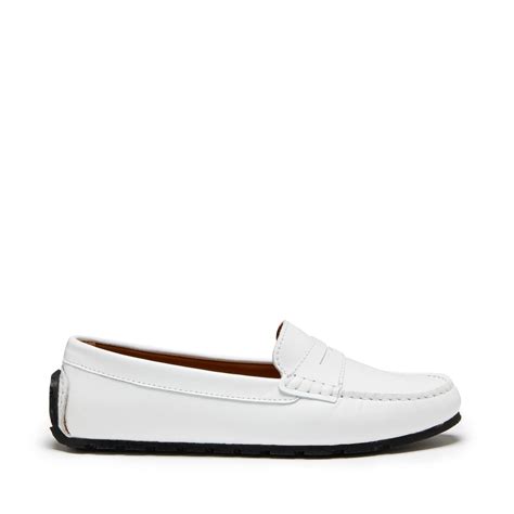 Womens Tyre Sole Penny Loafers White Leather Hugs And Co