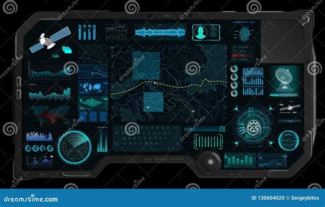 Command Center Screen In Hud Style Vector Illustration Cartoondealer
