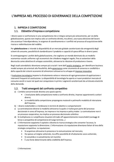 Riassunto Libro Governance Del Mercato Docsity