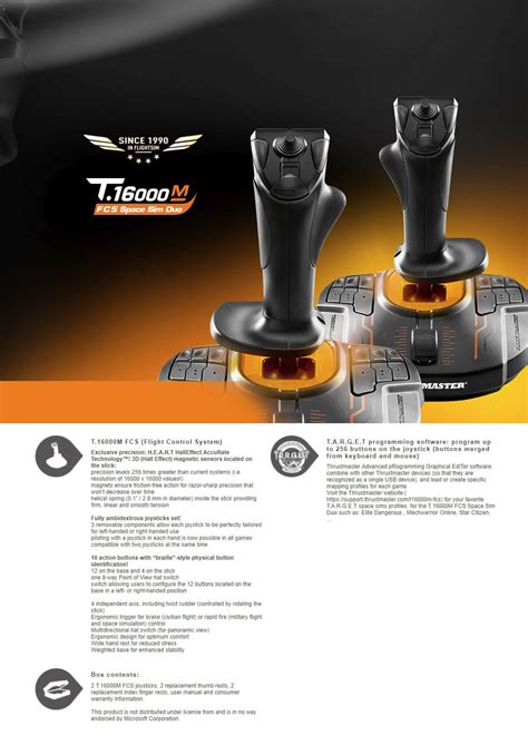 Thrustmaster Dual T16000m Fcs Joystick Space Sim Pack For Pc Gaming