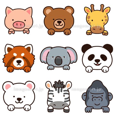 手描きのシンプルで可愛い動物のイラストセットA 前足付き 主線あり 223957894 イメージマート