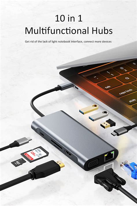 In Hubs K Hdmi Compatible Usb C Usb C Type C To Usb K Hdtv Vga Rj Audio Tf Sd Hub