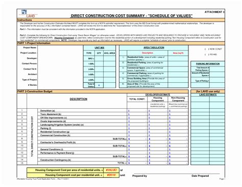 Home Building Cost Breakdown Spreadsheet With Construction Cost