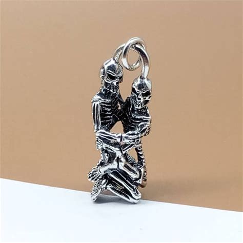 Sterling Silver Skull Sex Pendant Forever Love Sex Hug Etsy