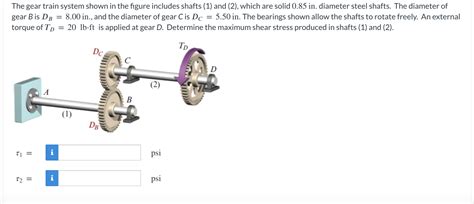 Solved The Gear Train System Shown In The Figure Includes Chegg