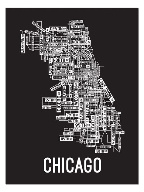 Chicago Illinois Street Map School Street Posters
