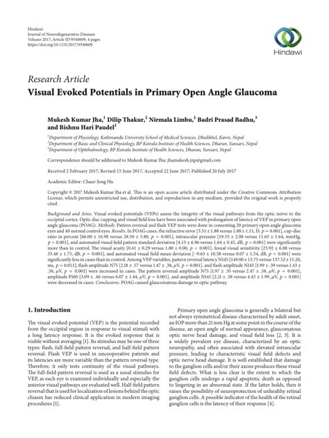 Pdf Visual Evoked Potentials In Primary Open Angle Glaucoma