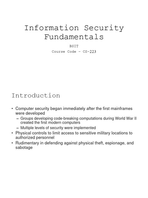 information security fundamentals leture 01 part 2 pdf information