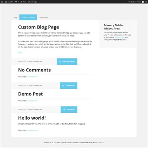 adding content before your posts on the blog page only