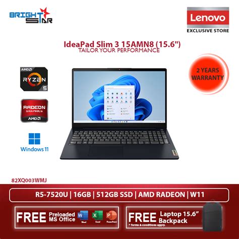 Lenovo IdeaPad Slim AMN Inch FHD R U GB RAM GB SSD AMD Radeon M