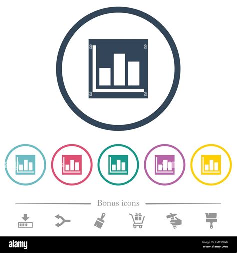 Bar Graph Statistics Solid Flat Color Icons In Round Outlines 6 Bonus