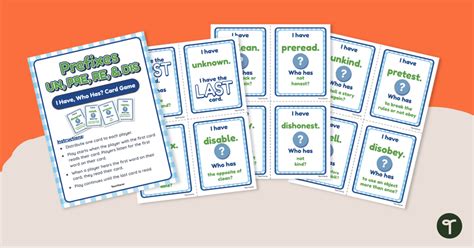 I Have Who Has Prefix Game Teach Starter