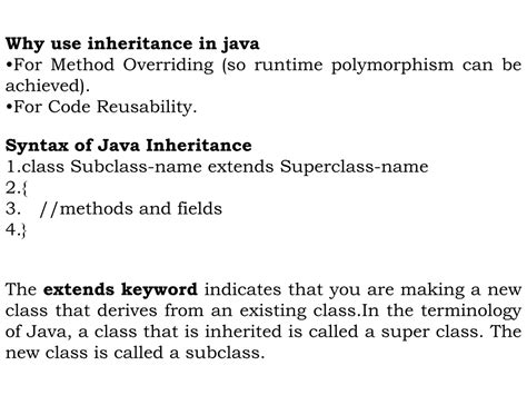 ppt understanding inheritance in java principles and implementation