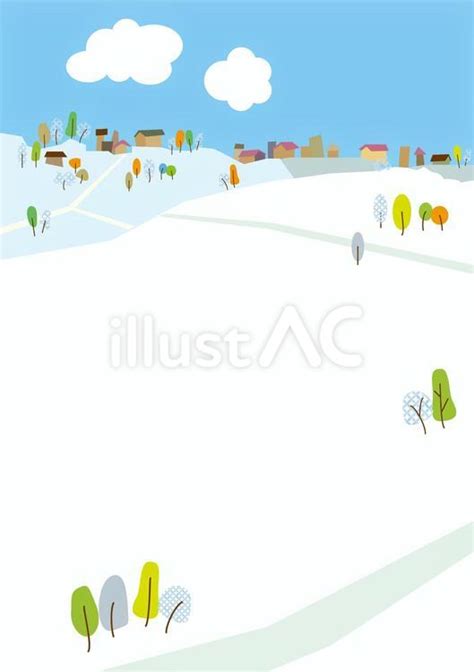 冬の郊外の雪景色 遠景バージョン02イラスト No 26059566｜無料イラスト・フリー素材なら「イラストac」