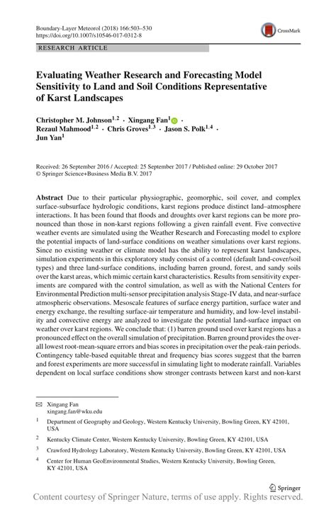 Evaluating Weather Research And Forecasting Model Sensitivity To Land