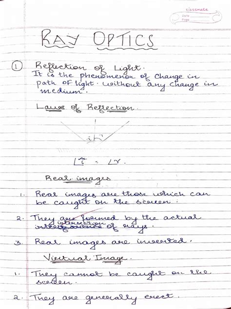 Ray Optics Notes Pdf