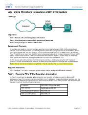 Lab Using Wireshark To Examine A UDP DNS Capture Pdf Lab Using Wireshark To