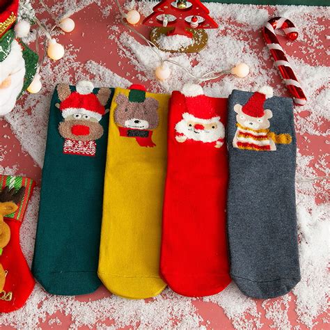 楽天市場くつ下 ソックス 靴下 4点セット クリスマスソックス クリスマス柄 クリスマス ギフトセット クリスマスプレゼント かわいい