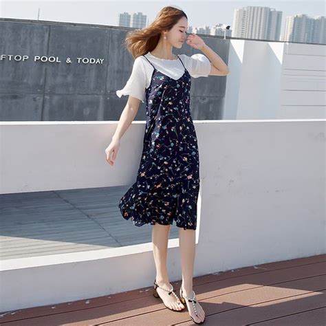 Dresses Dresses Women S Summer New New Fold Lotus Sleeve Top Chiffon Floral Dress Two Piece