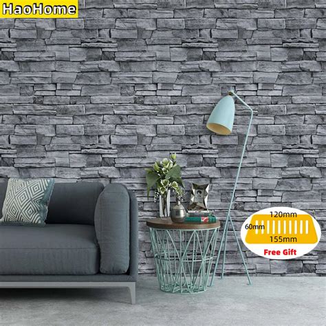 HaoHome Papel Tapiz De Piedra Gris Para Pared Autoadhesivo Para