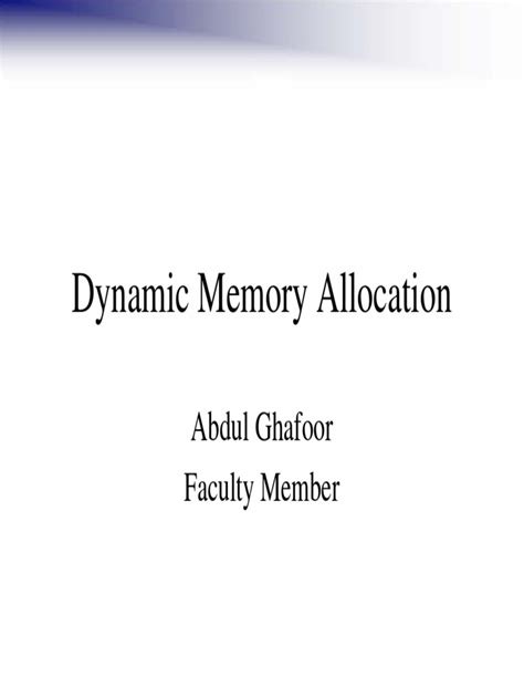 dynamic memory allocation pdf computing computer programming