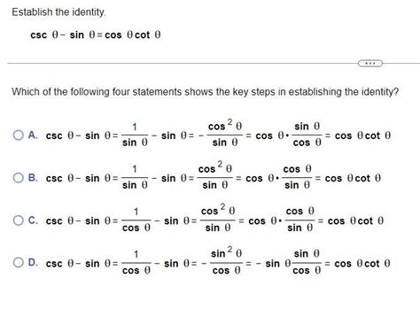 Solved Establish The Identity Csc Sin Cos Ocot O Chegg Com