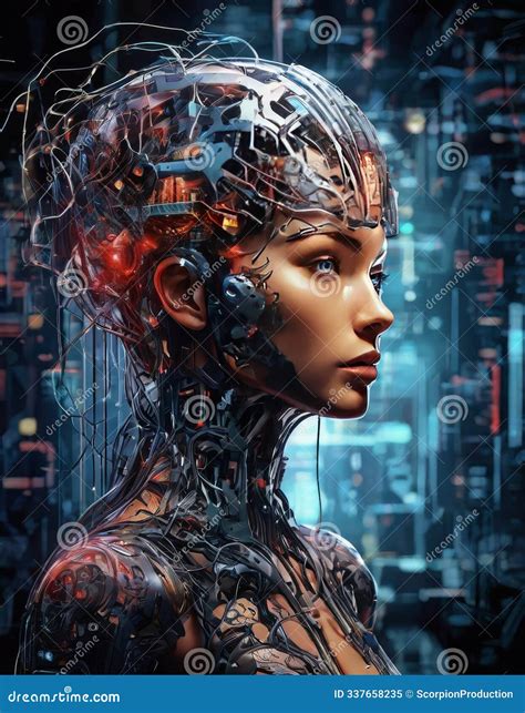Futuristic Female Android With Complex Neural Circuits Stock Image Image Of Generated Digital