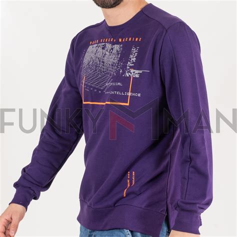 Μακρυμάνικο Φούτερ Paco 2288838 Μωβ Funkyman Ανδρικά Ρούχα Αξεσουάρ