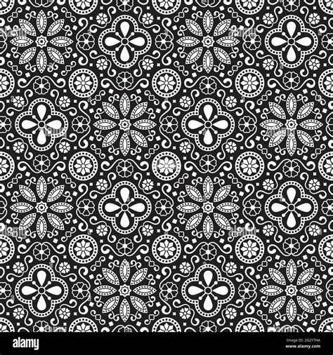 Black Ajrak Pattern Background Vector Illustration Stock Vector Image