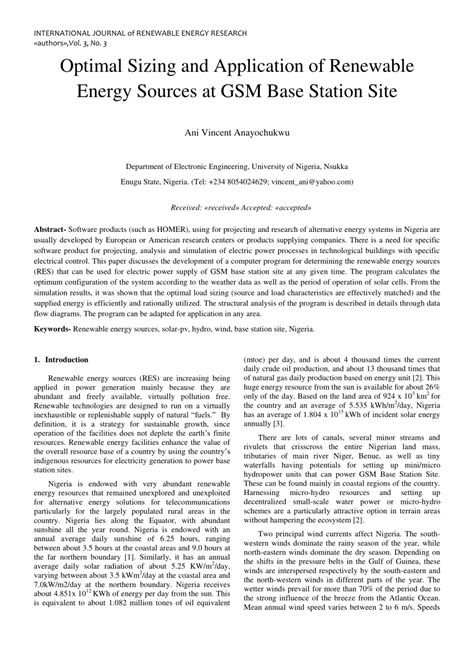 Pdf Optimal Sizing And Application Of Renewable Energy Sources At Gsm