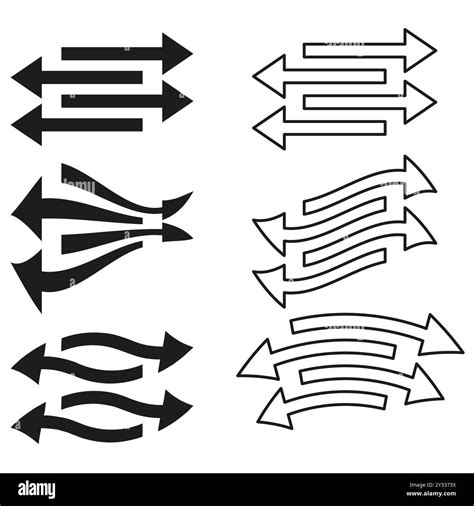 Arrow Icons Set Bold Directional Symbols Curved And Straight Designs Black And White Vector