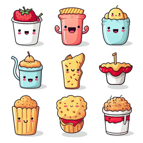 Premium Vector Collection Of Cartoon Food Characters Cute Simple On