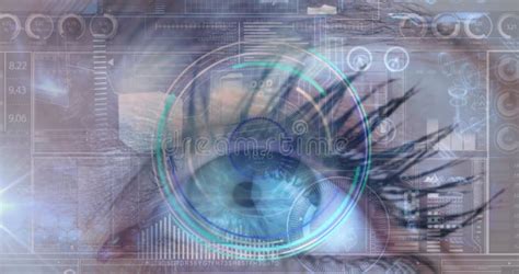 Composite Image Of Digital Interface With Data Processing Over Close Up