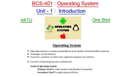 All 5 Units Notes Bcs 401 Operating System Unit 1 Introduction Aktu One Shot Operating