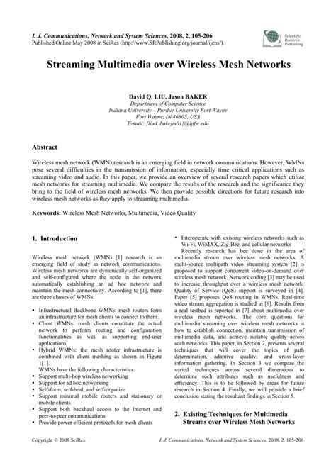 pdf streaming multimedia over wireless mesh networks