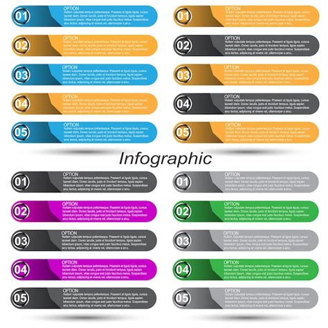 번호가 붙은 옵션으로 컬렉션 인포그래픽 레이아웃 프리미엄 벡터