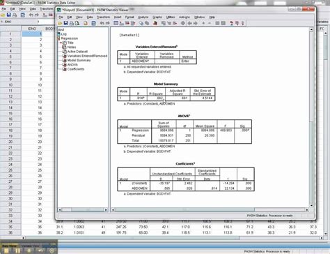 Simple Linear Regression Intercept And Slope Coefficients In Spss Youtube