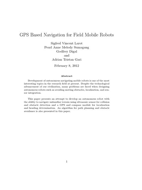 gps based robot navigation for field mobile robot paper pdf robot